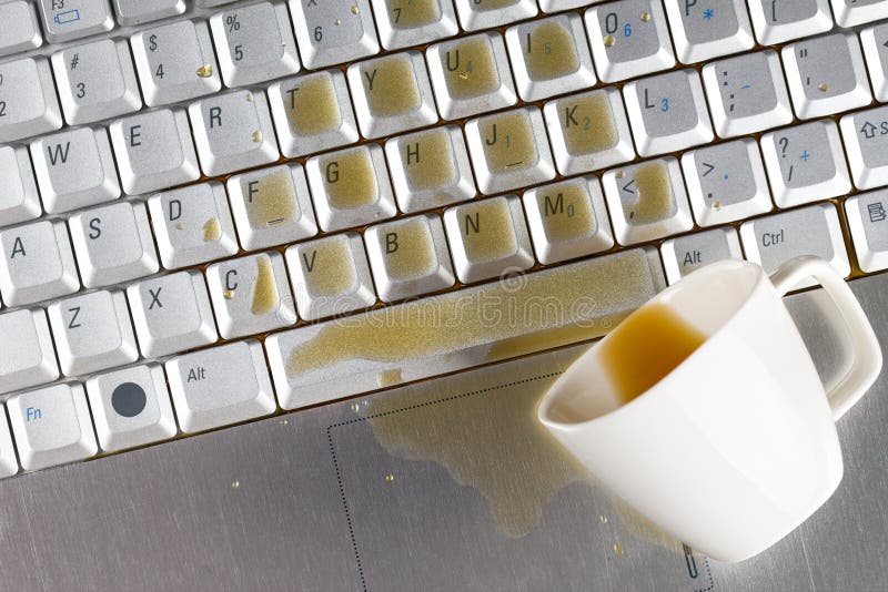 Coffee Spill on a Laptop Computer Keyboard Stock Image - Image of ...