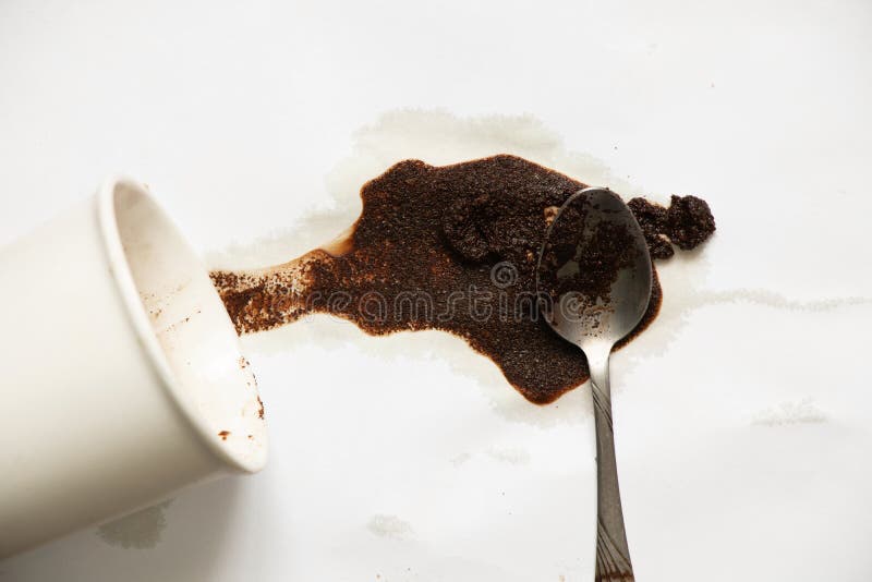 Wet Spot on White Paper from Coffee As Background, Trail of Spilled ...