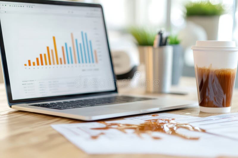 Spilled Coffee on Work Laptop in Office Stock Photo - Image of repair ...