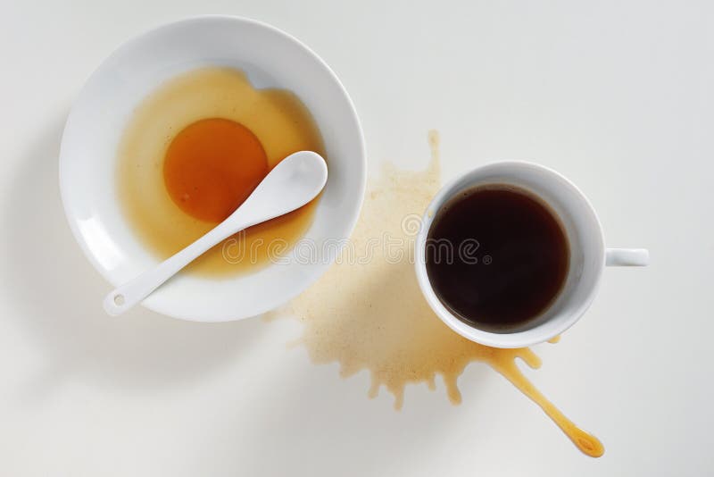 Spilled cup of coffee stock photo. Image of messy, food - 228890712