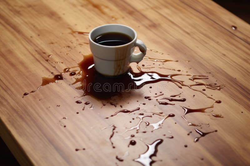 A Spilled Cup of Coffee on a Table Stock Photo - Image of caffeine ...