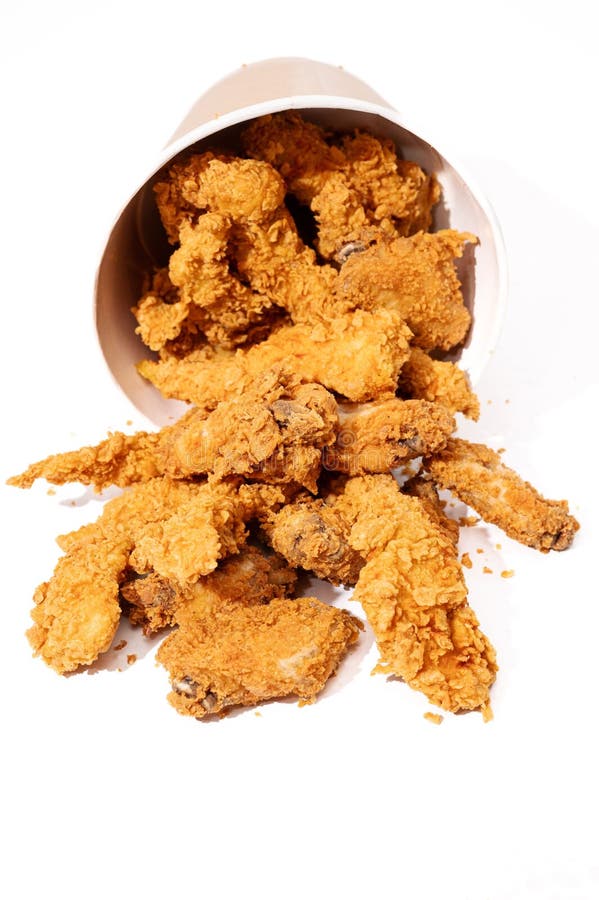 Spilled Fried Chicken on White Background Editorial Photography - Image ...