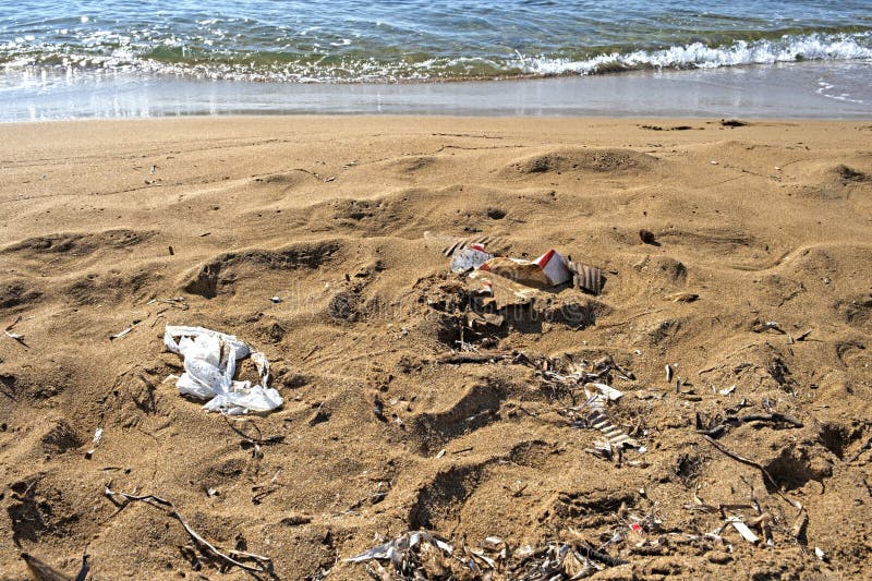 Spilled Garbage on the Beach, Microplastic, Plastic, Environmental ...