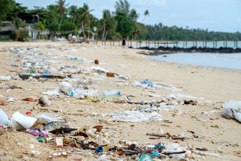 Spilled Garbage on the Beach Stock Image - Image of ocean, cleanup ...