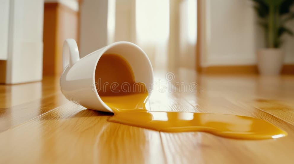 A Spilled Liquid is Dripping from a Coffee Cup on the Floor, AI Stock ...
