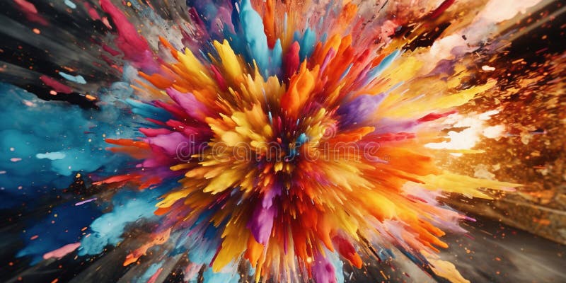Spilled and Mixed Paint Explode RGB Colors on Abstract Painting ...