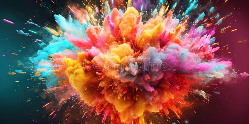 Spilled and Mixed Paint Explode RGB Colors on Abstract Painting ...