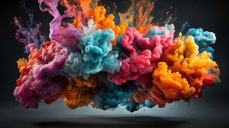 Spilled and Mixed Paint Explode RGB Colors on Abstract Painting ...