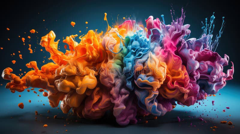 Spilled and Mixed Paint Explode RGB Colors on Abstract Painting ...