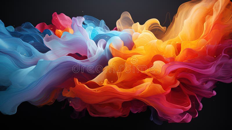 Spilled and Mixed Paint in RGB Colors Splashes on Abstract Painting ...