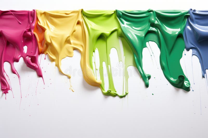 Spilled Paint on a White Canvas Forming Color Gradients Stock Photo ...