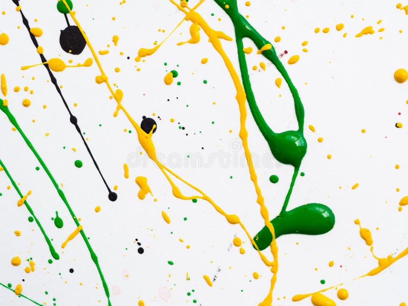 Spilled Paint Spilled. Yellow Black Green Stock Image - Image of drip ...