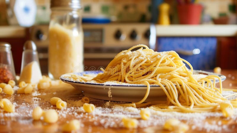 Spilled Pasta on White Ceramic Surface Stock Illustration ...