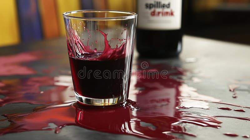 Spilled Red Liquid in a Glass on a Table Stock Photo - Image of rich ...