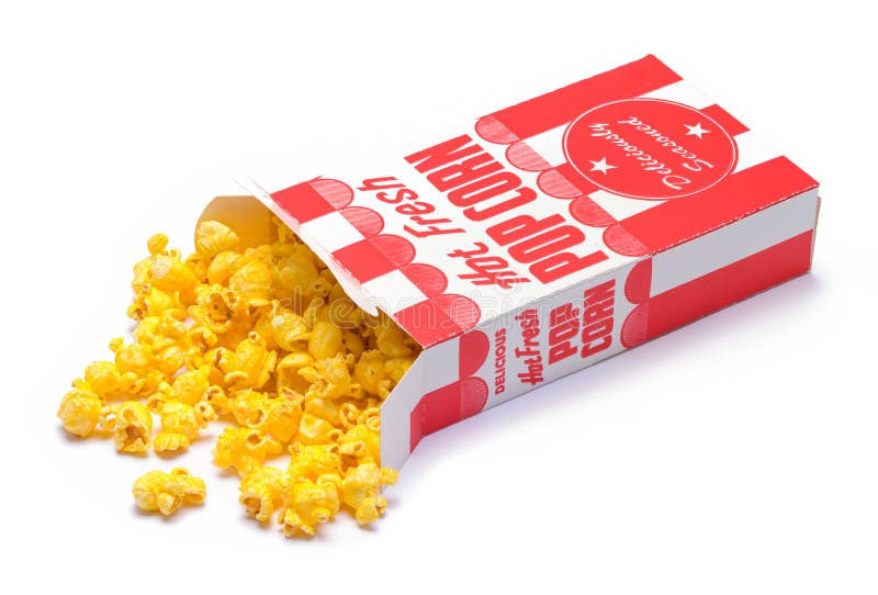 Tipped Retro Popcorn Box stock photo. Image of bucket - 243939824