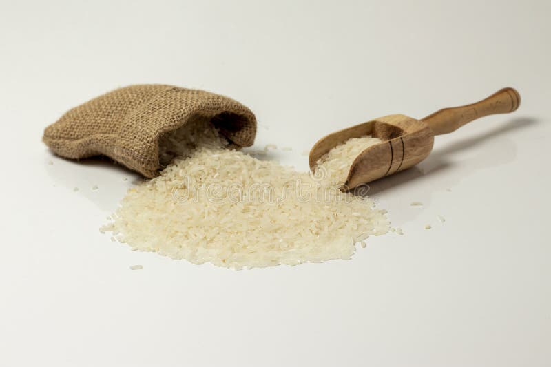 Spilled Rice Grains - White Background Stock Image - Image of cereal ...