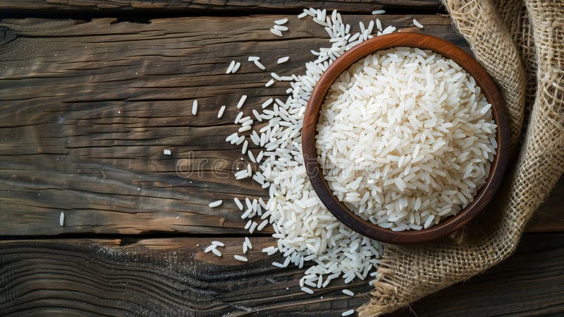 Spilled Rice on Wooden Table Background Stock Illustration ...