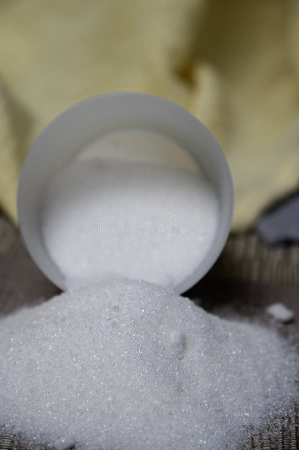 Spilled Sugar on the Table from the Cup Stock Image - Image of bowl ...