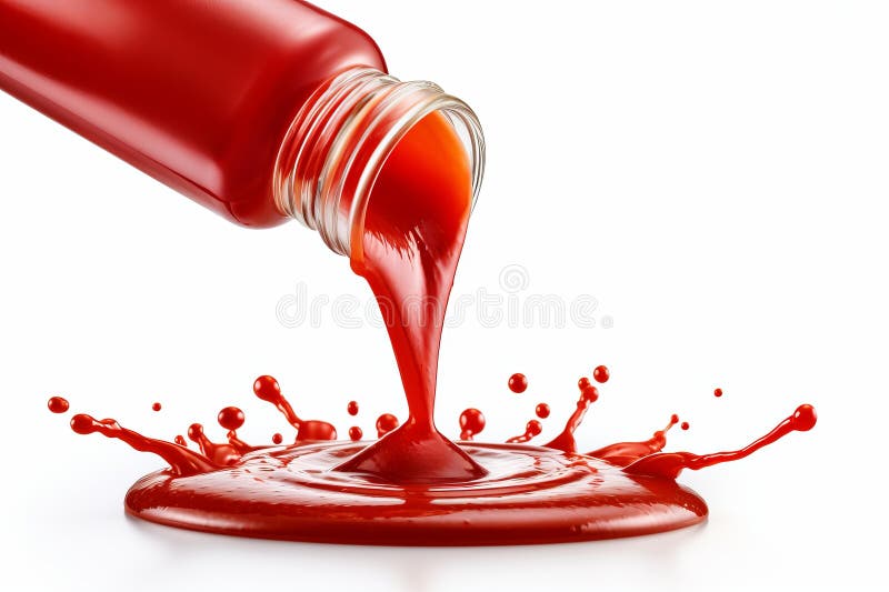 Spilled Tomato Ketchup from Bottle Stock Photo - Image of plastic ...