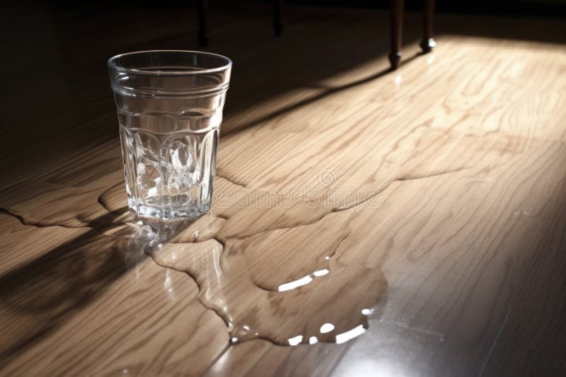 A Spilled Water Glass on the Floor Stock Image - Image of transparent ...