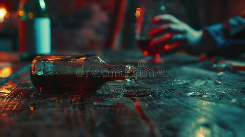 The Spilled Wine Bottle.AI Generated Image Stock Image - Image of green ...