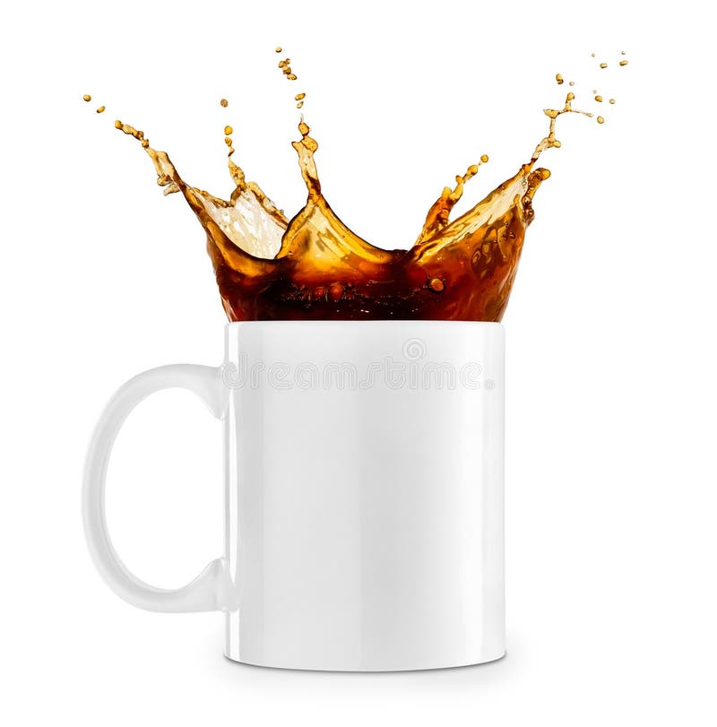 Cup of spilling coffee stock image. Image of pour, flow - 111943563