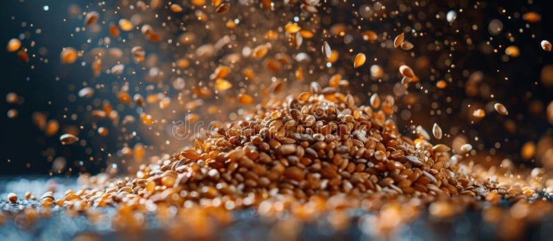 Spilling Grain on Black Background Stock Image - Image of industry ...