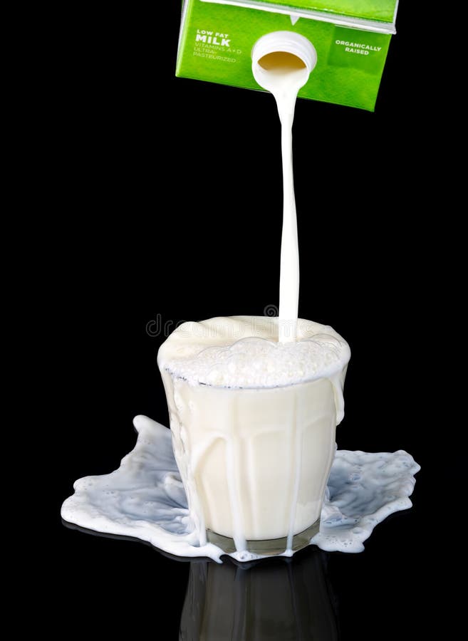 Spilt Milk from Over Pouring a Glass Stock Photo - Image of glass ...
