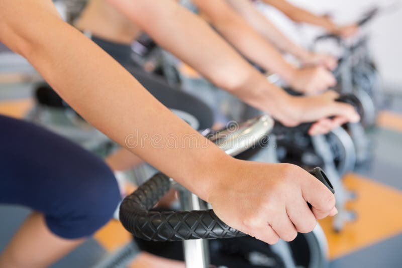 Spin Class Working Out in a Row Stock Photo - Image of sporty, sport ...