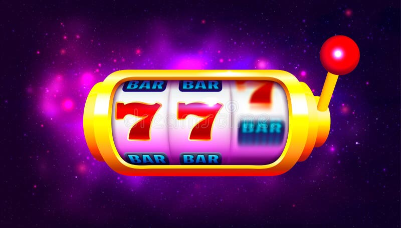 Spin and Win Slot Machine. Trendy Casino Design with Space Background ...