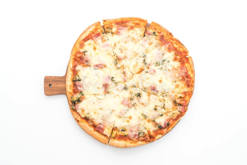 Spinach and bacon pizza stock image. Image of pastry - 104295149