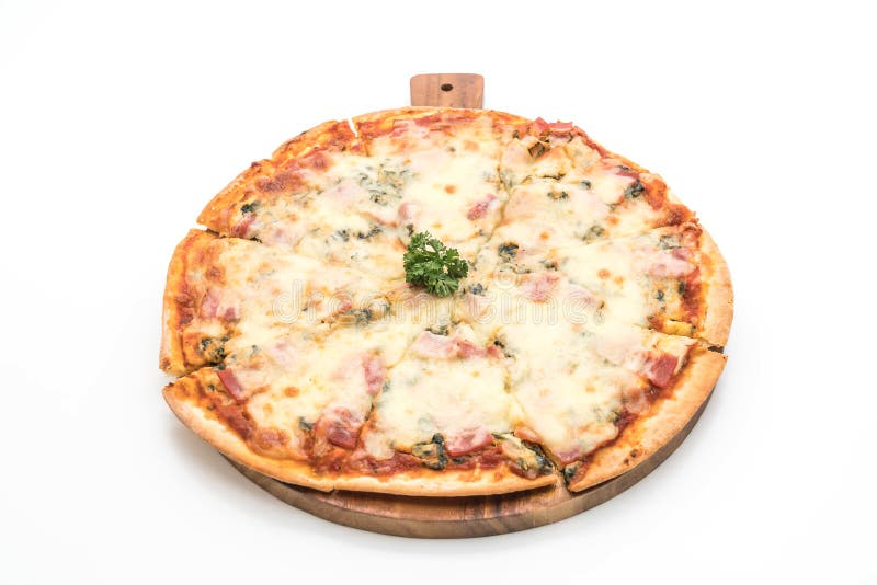 Spinach and bacon pizza stock photo. Image of rustic - 116692174