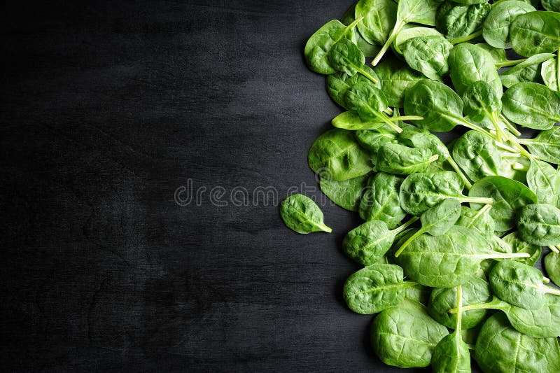 Spinach on Black Background Stock Photo - Image of copy, ingredient ...