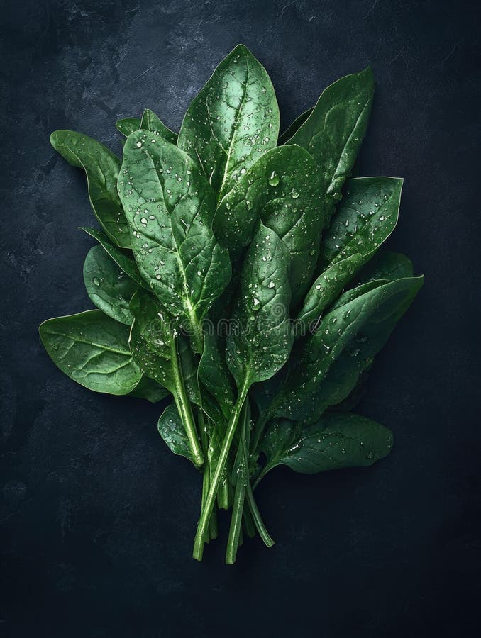 Spinach Leaves on Black Background Stock Image - Image of isolated ...