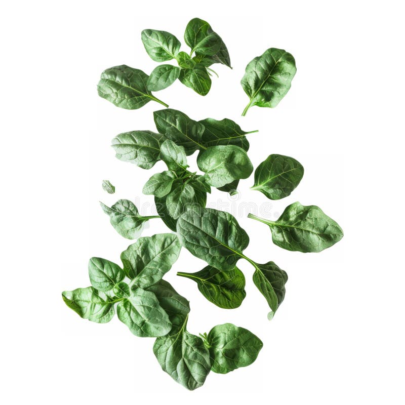 Spinach Leaves Float Gracefully, Highlighting the Vibrant Green Color ...