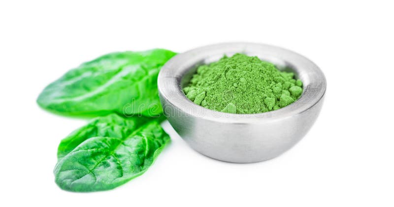 Spinach Powder Isolated White Close Up Selective Focus Stock Photos ...