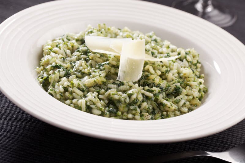Spinach Risotto with Parmesan Stock Photo - Image of indoors, food ...