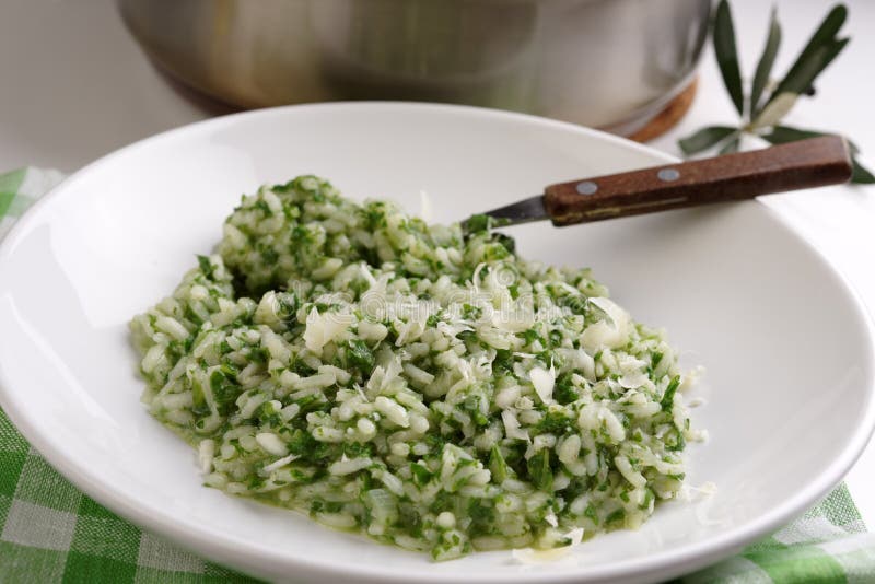 Spinach Risotto with Parmesan Stock Photo - Image of green, white ...