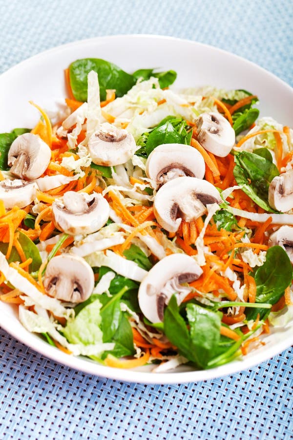 Spinach salad with carrots stock image. Image of cooked - 58534373