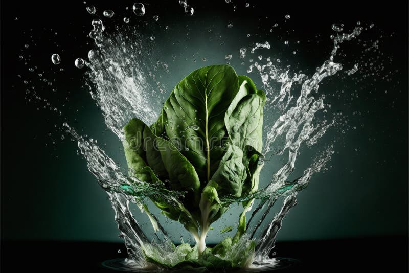 Spinach Splashed or Thrown in Water. Water Splash Fresh Fruit Creative ...