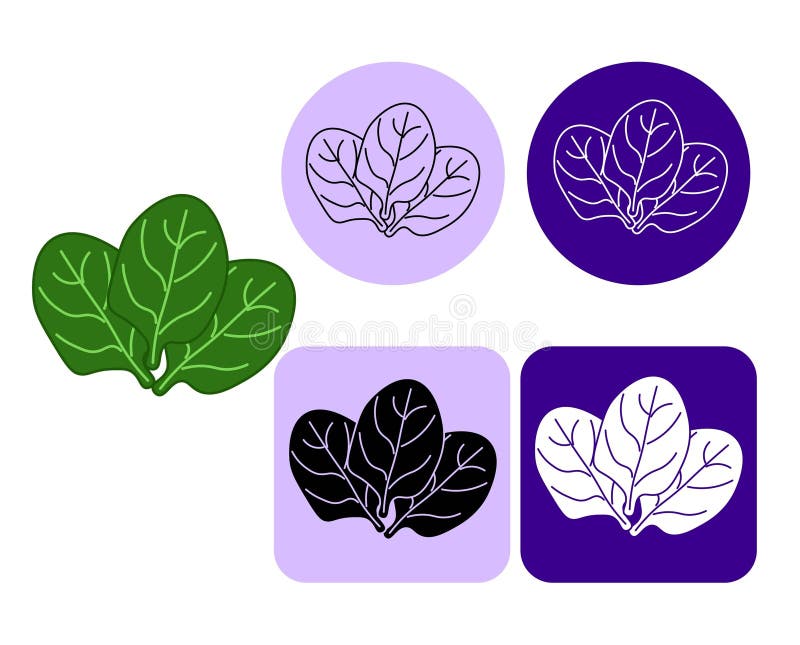 Spinach Three Leaves Logo. Vector Flat Line Icon Linear Logo Mark in ...