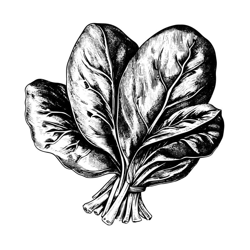 Spinach Leaf Drawing Stock Illustrations – 1,177 Spinach Leaf Drawing ...