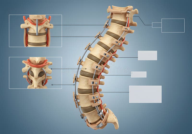 Spinal Column with Implants Medical Illustration Stock Illustration ...