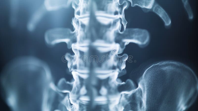 Spinal X-ray Showing Vertebrae, Discs, and Curvature with Degeneration ...