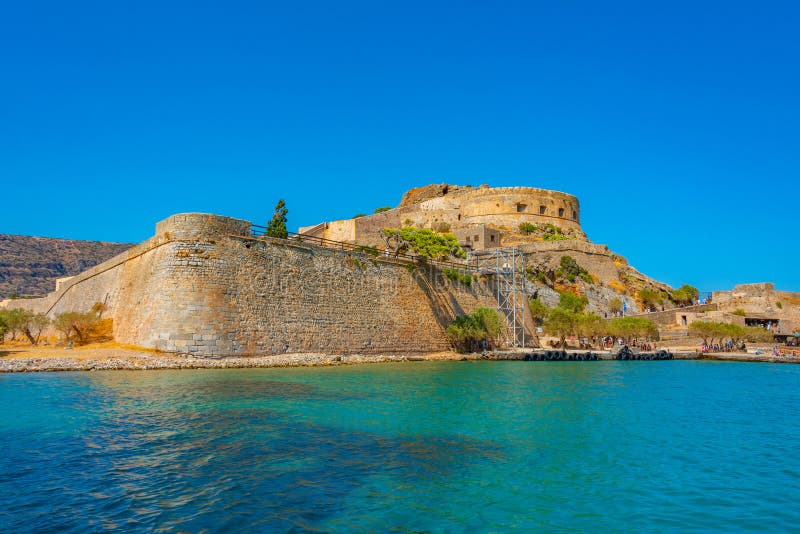 Spinalonga Fortress at Greek Island Crete Stock Photo - Image of ...