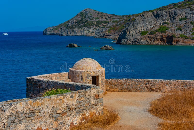 Spinalonga Fortress at Greek Island Crete Stock Image - Image of ...