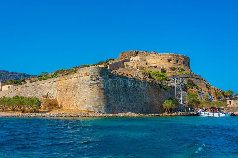 Spinalonga Fortress at Greek Island Crete Stock Image - Image of coast ...