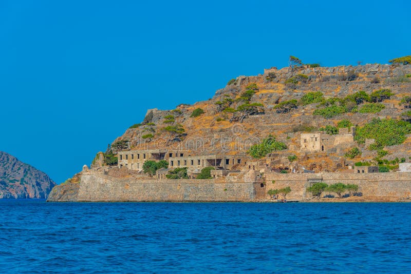 Spinalonga Fortress at Greek Island Crete Stock Image - Image of ...