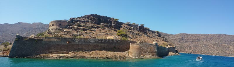 Houses Ruins, Spinalonga Leper Colony Fortress, Elounda, Crete Stock ...
