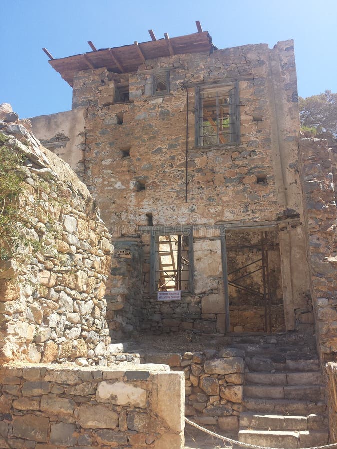 Spinalonga leper colony stock image. Image of rock, spinalonga - 76252343